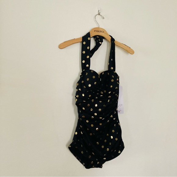 esther williams | Swim | Ester Williams Size 6 Black Gold Polkadot One ...